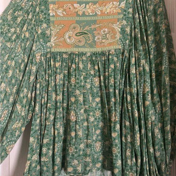 Spell | Tops | Spell Teal And Gold Floral Blouse | Poshmark
